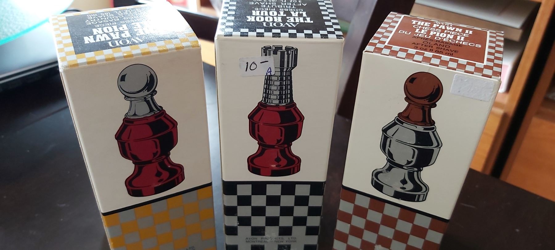Three Avon Chess Pieces with Cologne - Pawn, PawnII, Rook