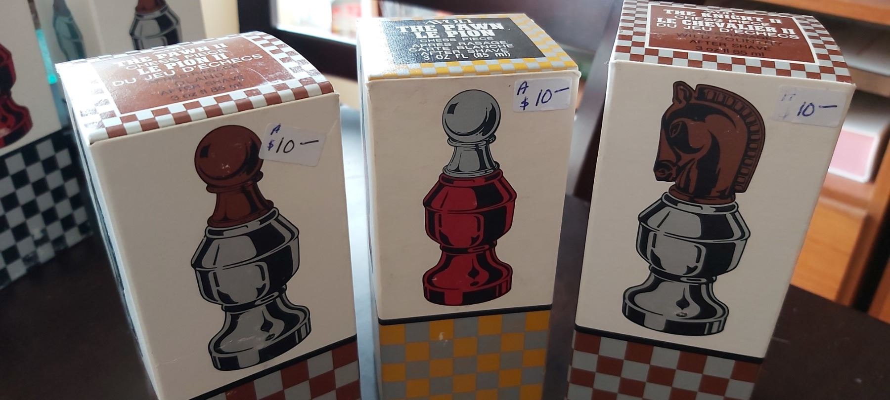Avon Chess Pieces - Set of Three with Cologne - Pawn, PawnII, The Knight II