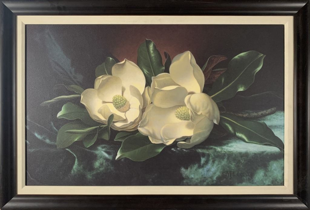 Martin Johnson Heade "Magnolias on Blue Velvet" Open Edition on Masonite