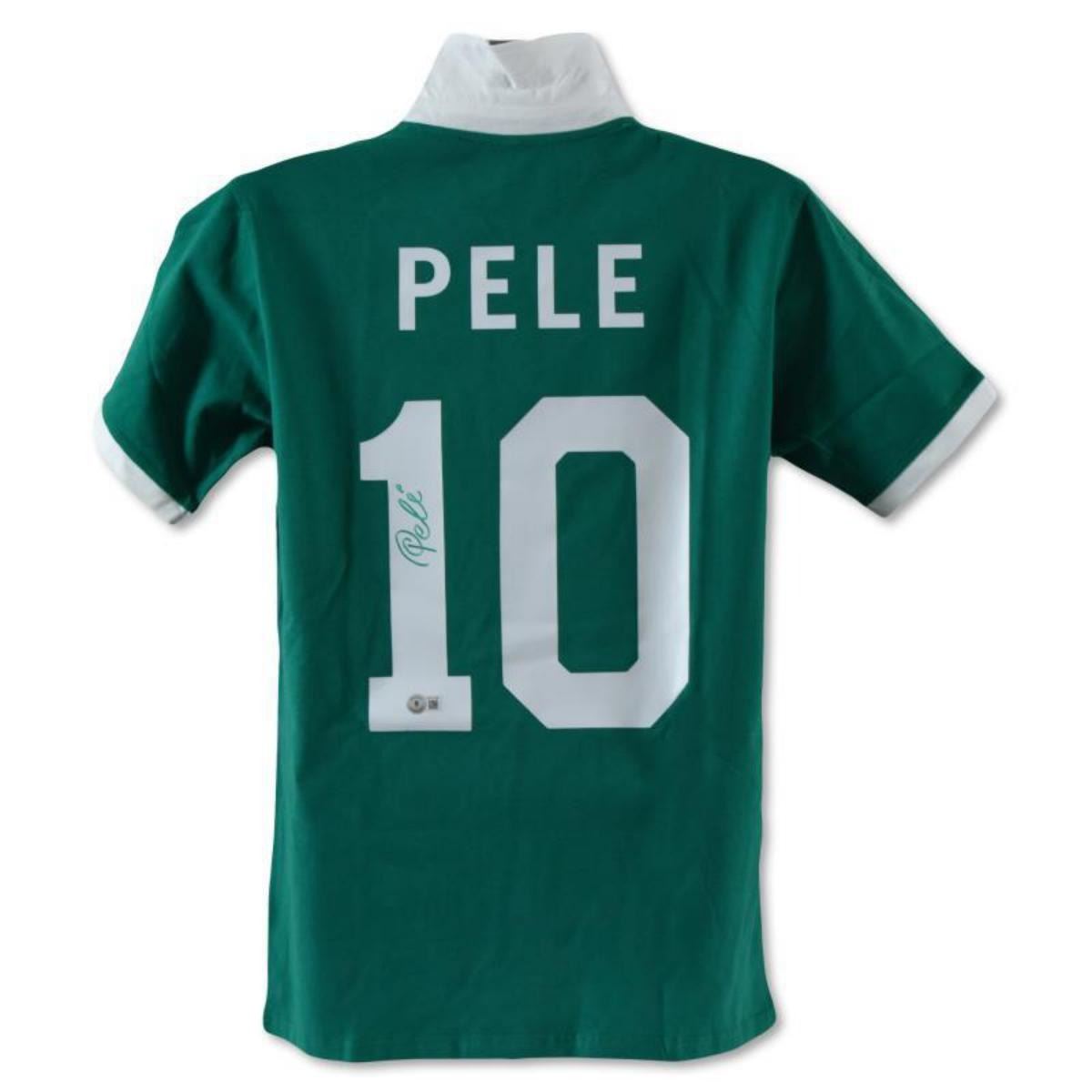 Cosmos Soccer Jersey (Green) Autographed by Legendary Footballer, Pele ...