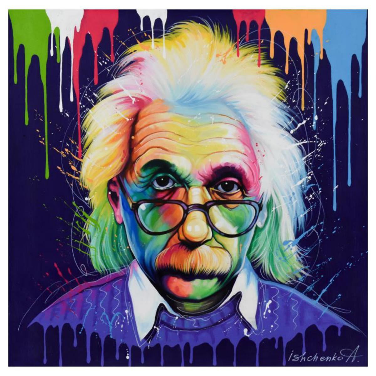 Alexander Ishchenko, "Einstein" Original Acrylic Painting on Canvas ...