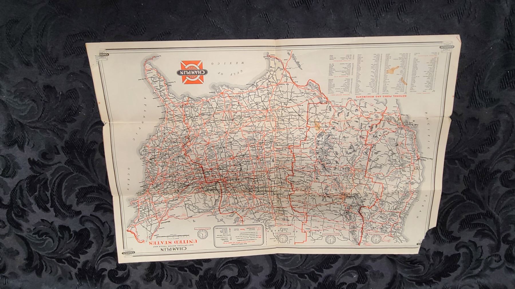 1937 CHAMPLIN MOTOR OILS ROAD MAP