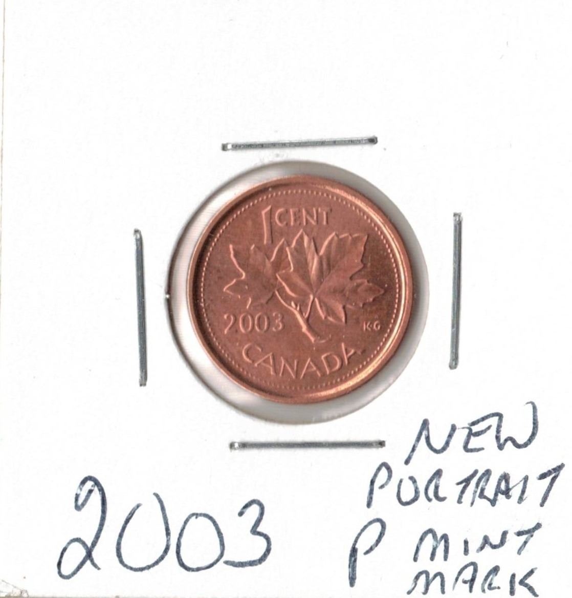 2003 Canadian Cent - New Portrait P Mint Mark