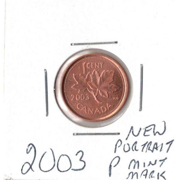 2003 Canadian Cent - New Portrait P Mint Mark