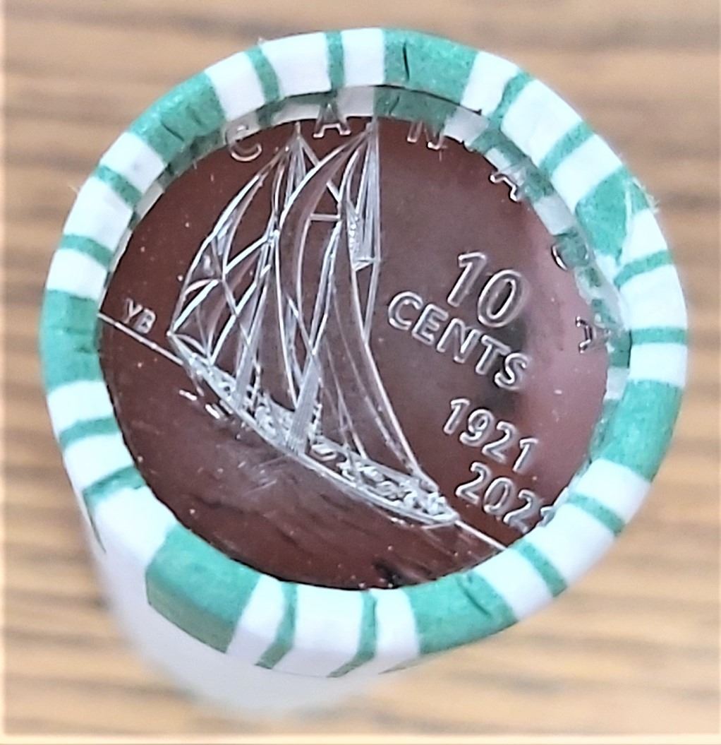 2021 Canadian Dimes Bluenose Uncirculated Roll