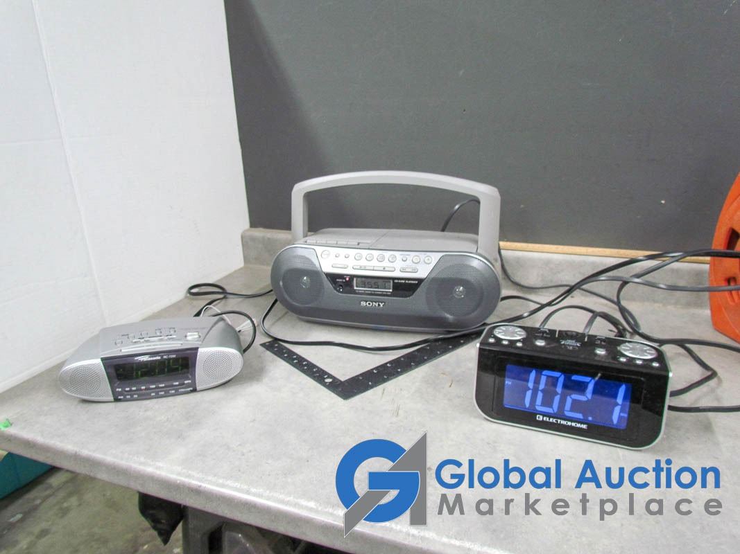 Sony Casette/CD/Radio WIth Electrohome and Panasonic Alarm Clocks
