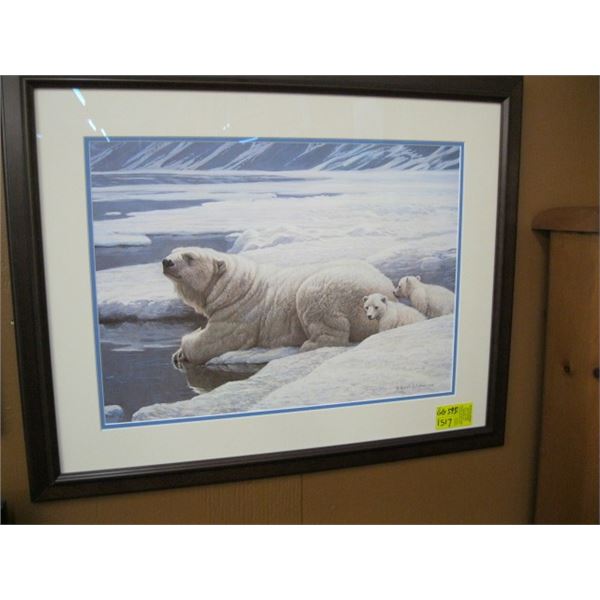 Robert Bateman 1978 Picture Polar Bear And 2 Cubs