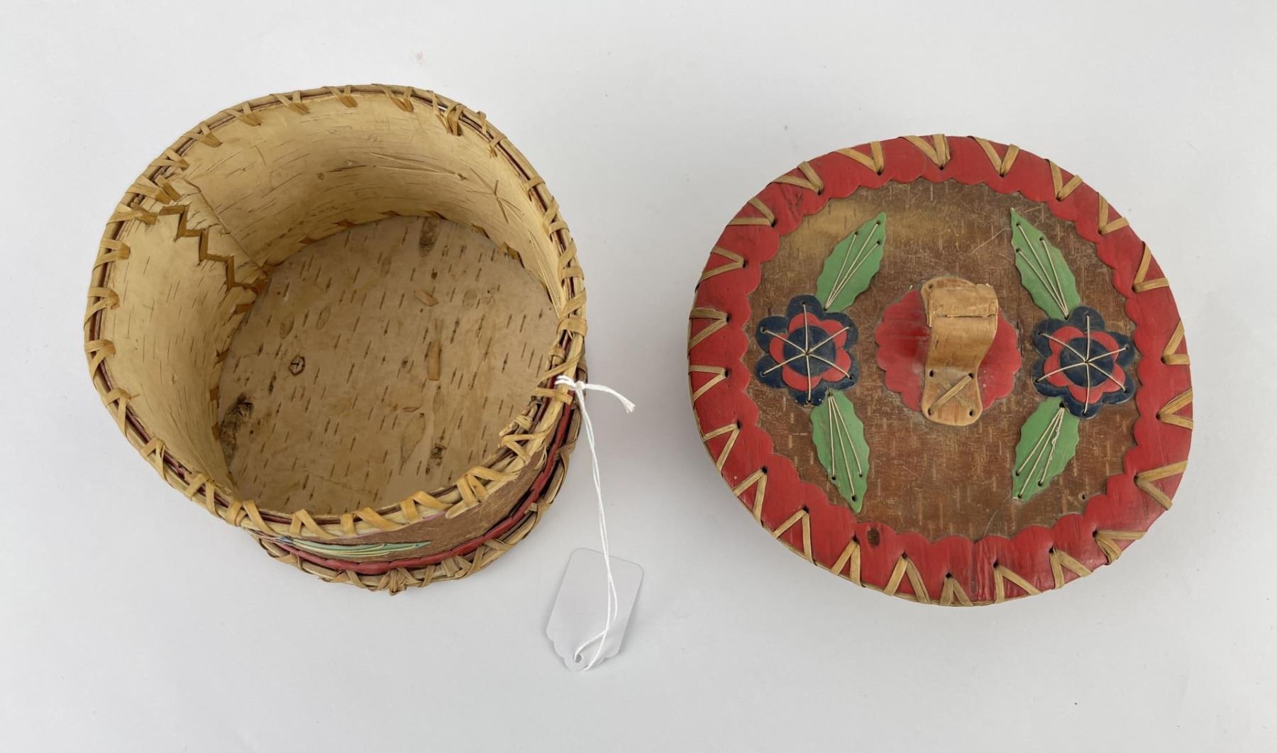 Antique Ojibwe Indian Birch Bark Basket