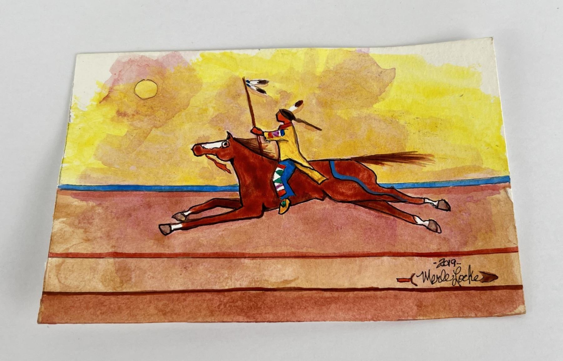 Merle Locke Oglala Sioux Watercolor Painting