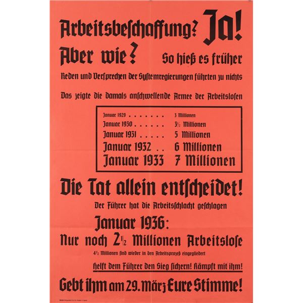 HITLER ELECTION POSTER 1936