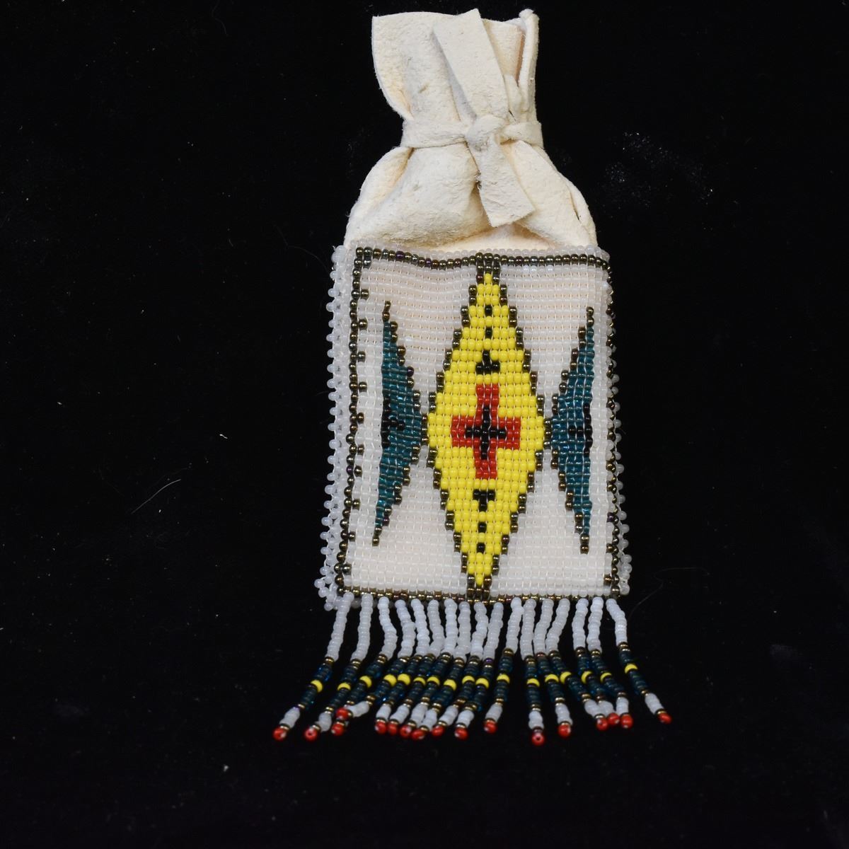 Navajo Beaded Doeskin Corn Pollen Pouch by Yazzie