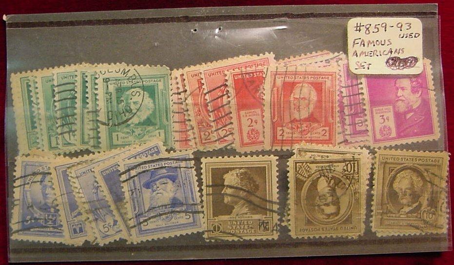 Complete Set of Famous American Stamps