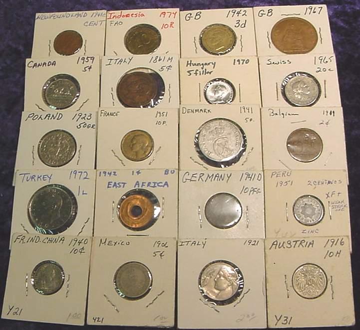 (20) Old Foreign Coins dating back to 1861.