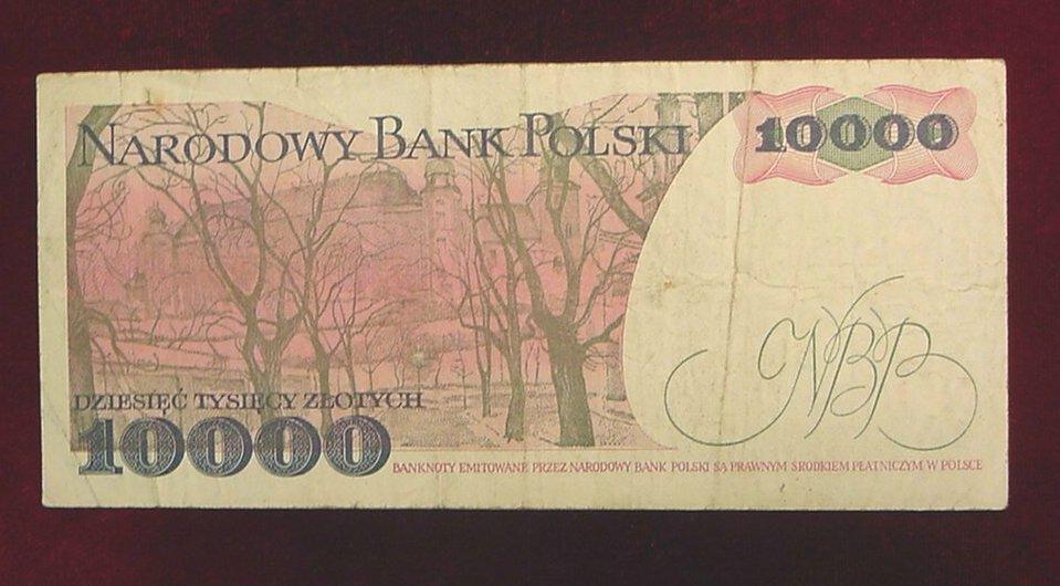 Series 1988 Poland 10,000 Zlotych Note.
