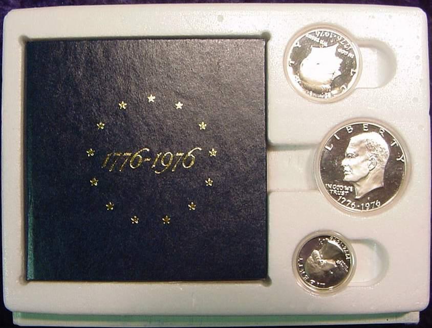 1976 Bicentennial Silver 3-Coin Proof Set.