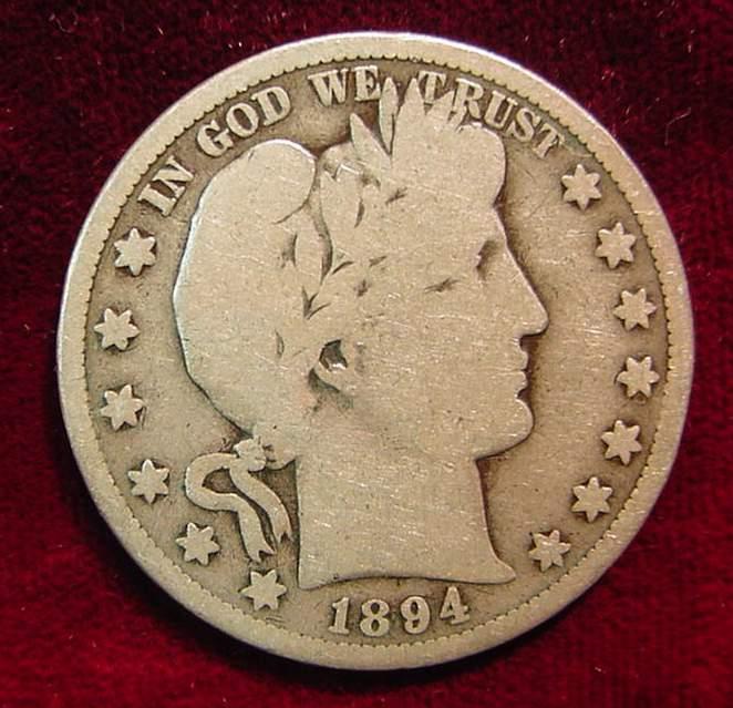 1894 S Barber Half Dollar. G+