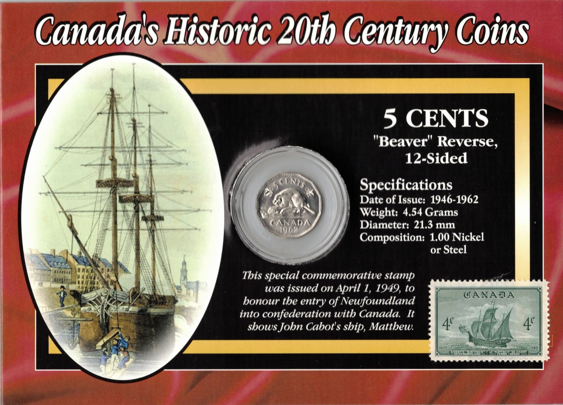 Canada's Historic 20th Century Coins - 5 Cent Beaver with 1949 Stamp ...