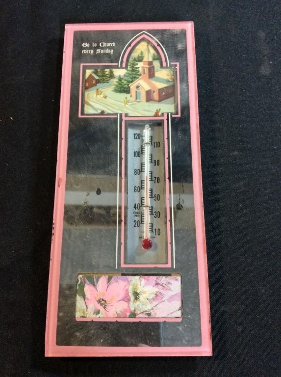 Vintage advertising thermometer go to church every Sunday