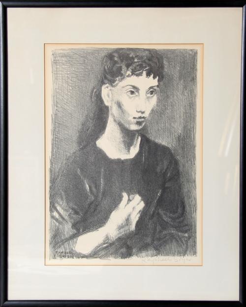 Raphael Soyer, Young Girl, Lithograph