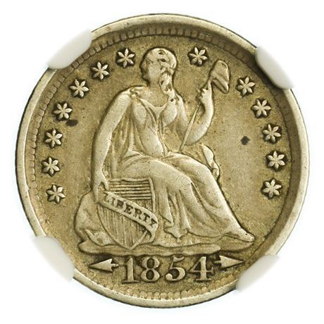 1854 Seated Liberty Half Dime Arrows NGC XF-40