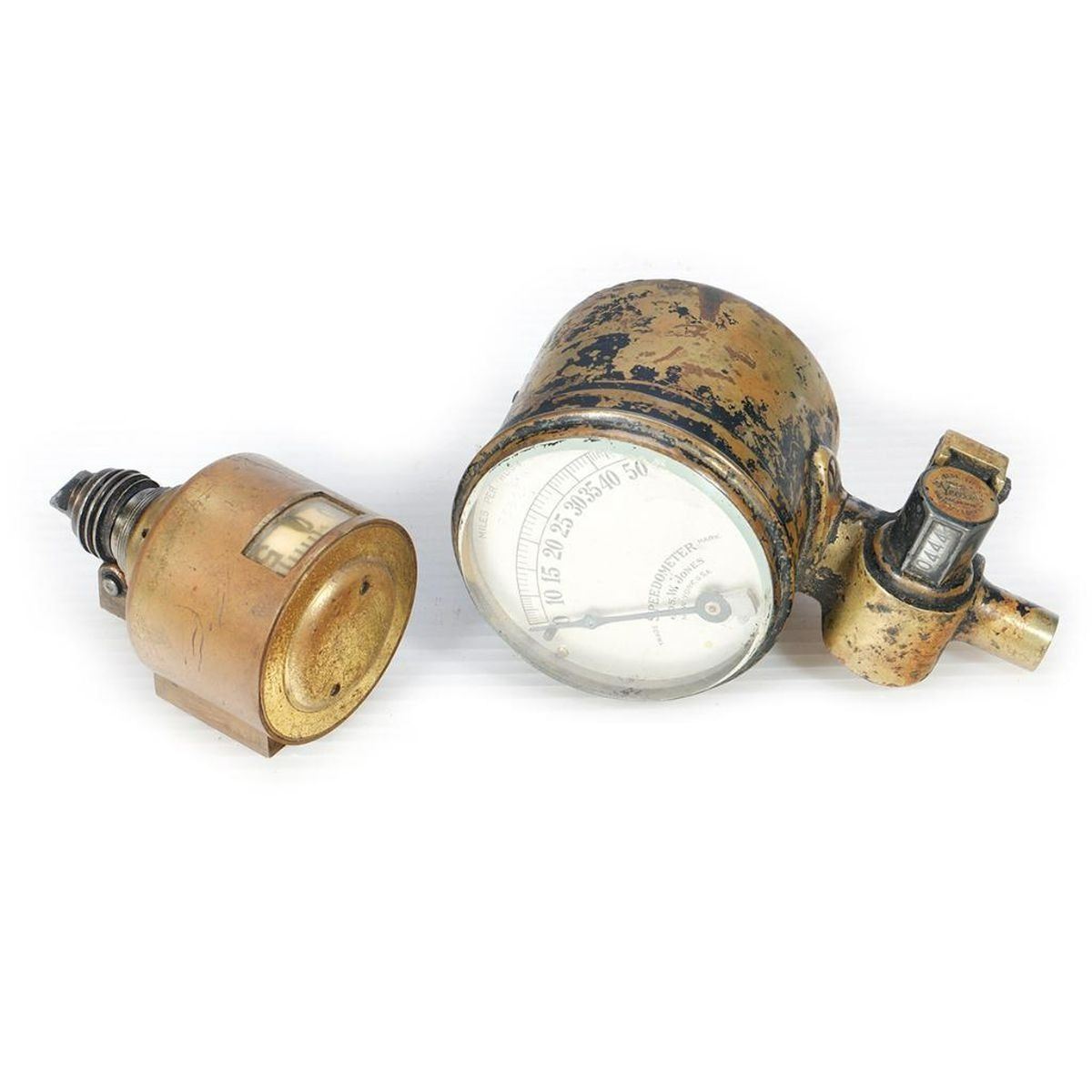 Antique Automobile Brass Speedometers: Jos. W. Jones and unmarked.