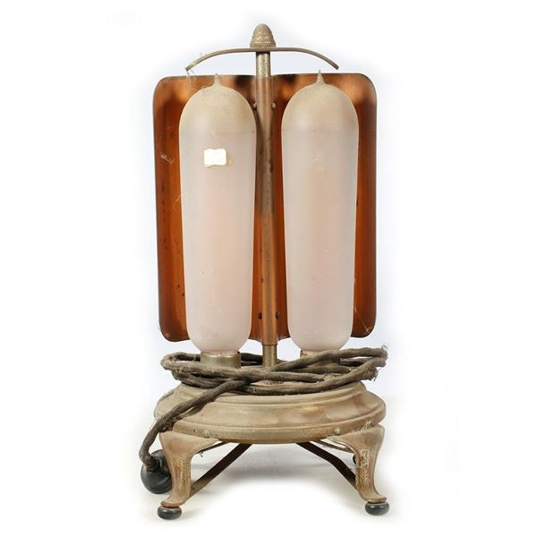 Antique Electric Floor Heater with copper reflectors and bulbs