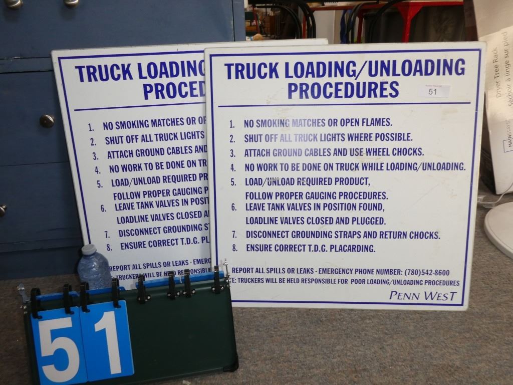 2-Metal Truck Loading / Unloading Signs
