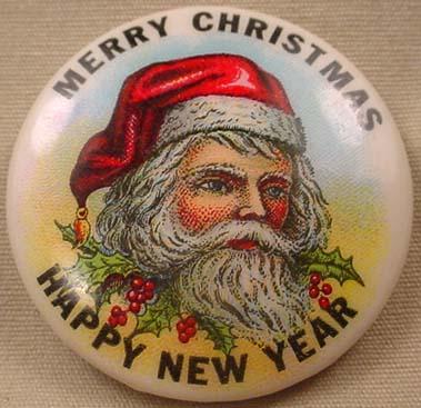 VINTAGE SANTA CLAUS CELLULOID PINBACK - Approx. 1.