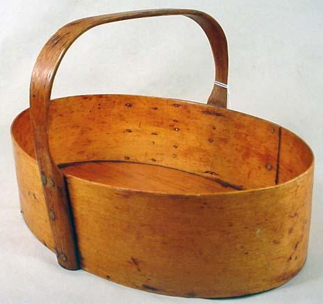 ANTIQUE PRIMITIVE SHAKER BASKET W/ HANDLE - Copper
