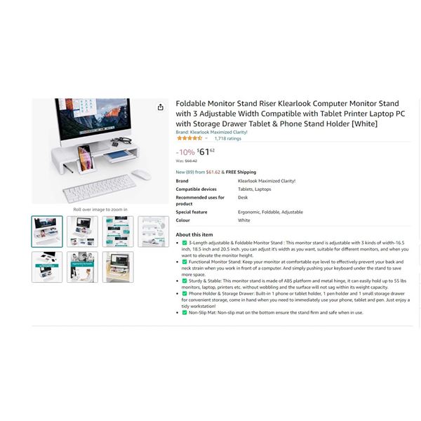 Foldable Monitor Stand Riser Klearlook Computer Monitor Stand