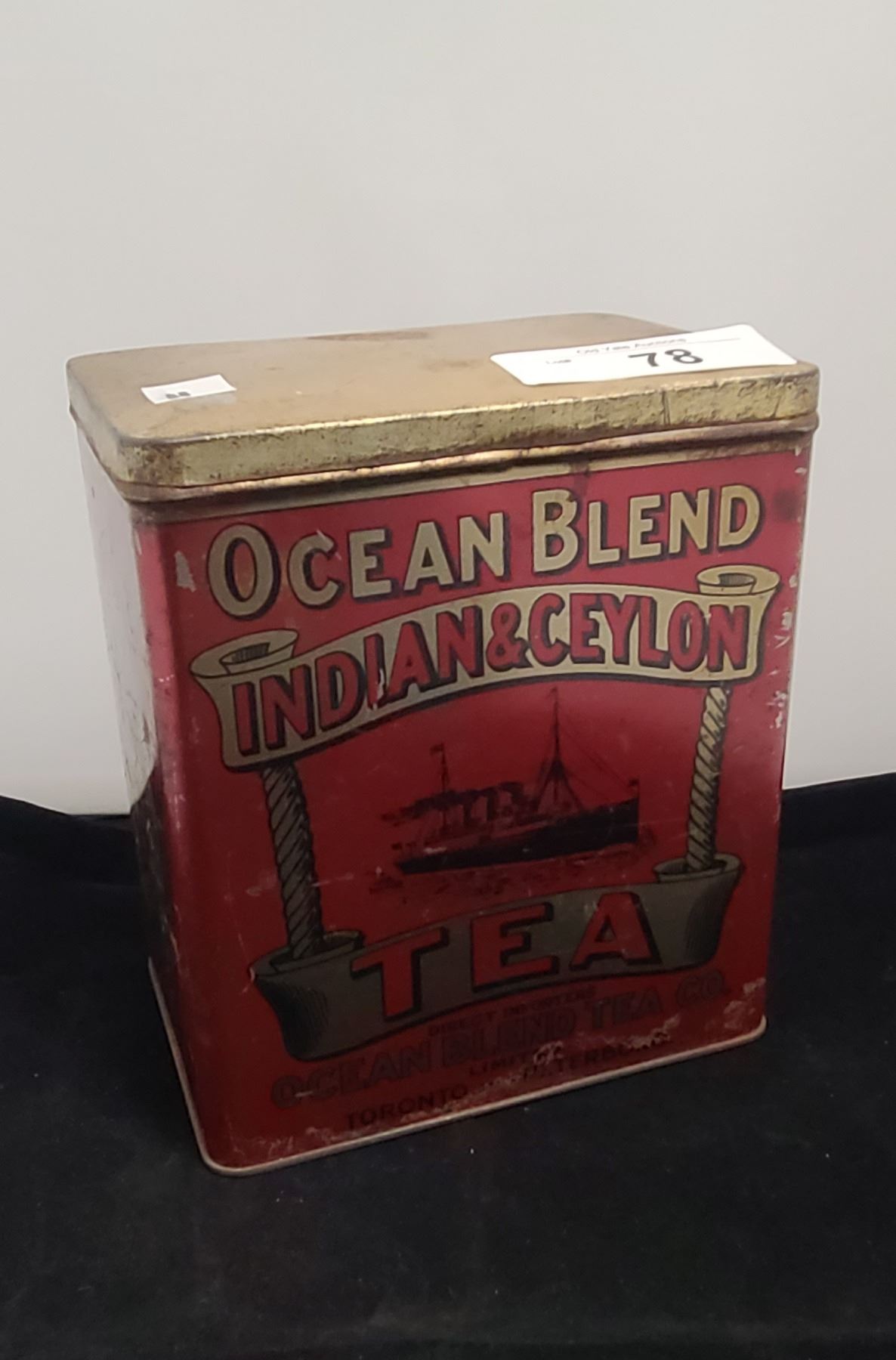 ANTIQUE OCEAN BLEND TEA CO. TIN