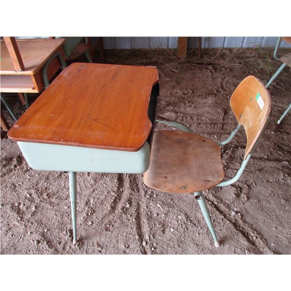 School Desk Steel Legs With Chair Bodnarus Auctioneering