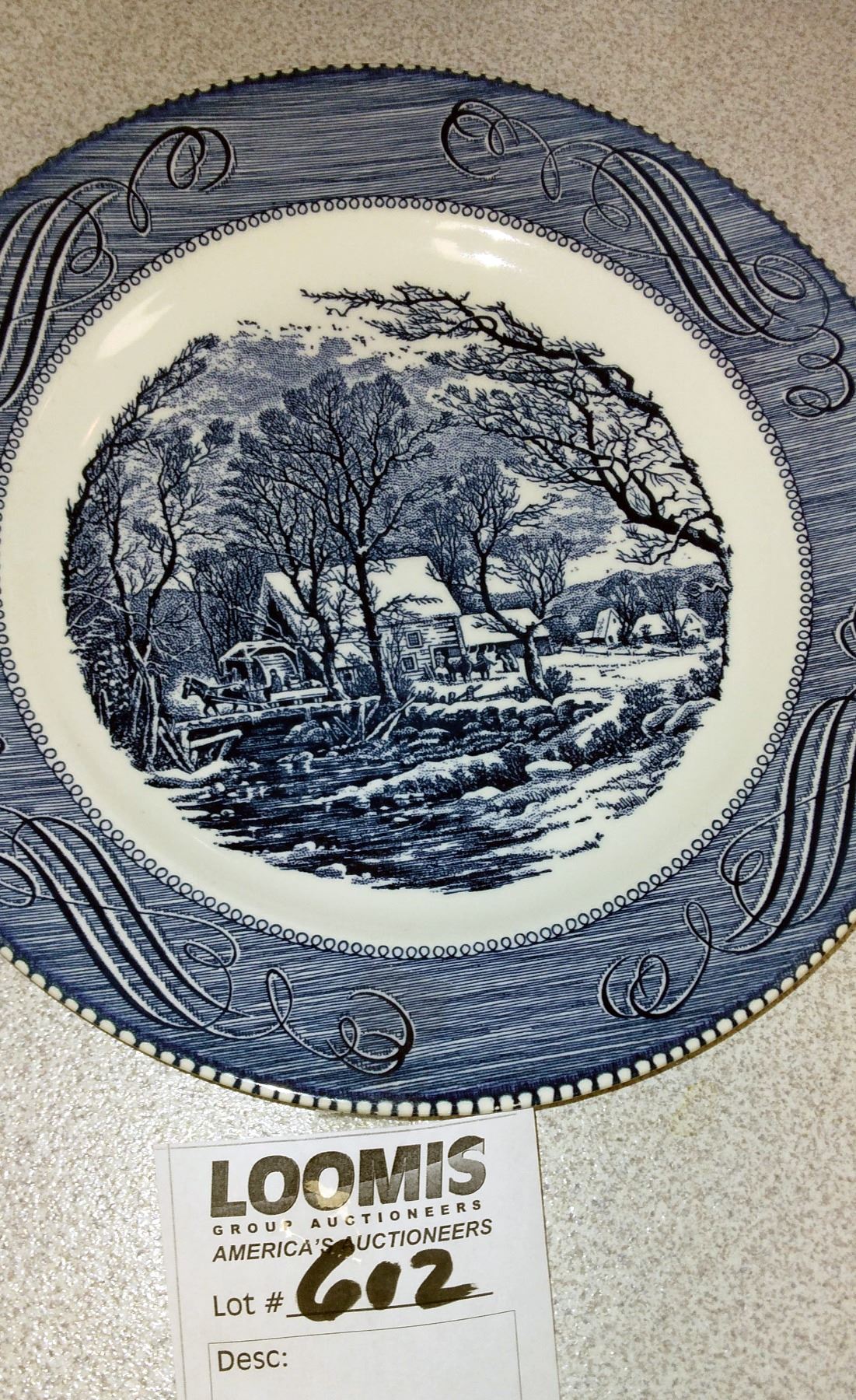 APPROX. 75 PC BLUE CURRIER & IVES "THE OLD GRIST MILL" PLATES & SOUP ...