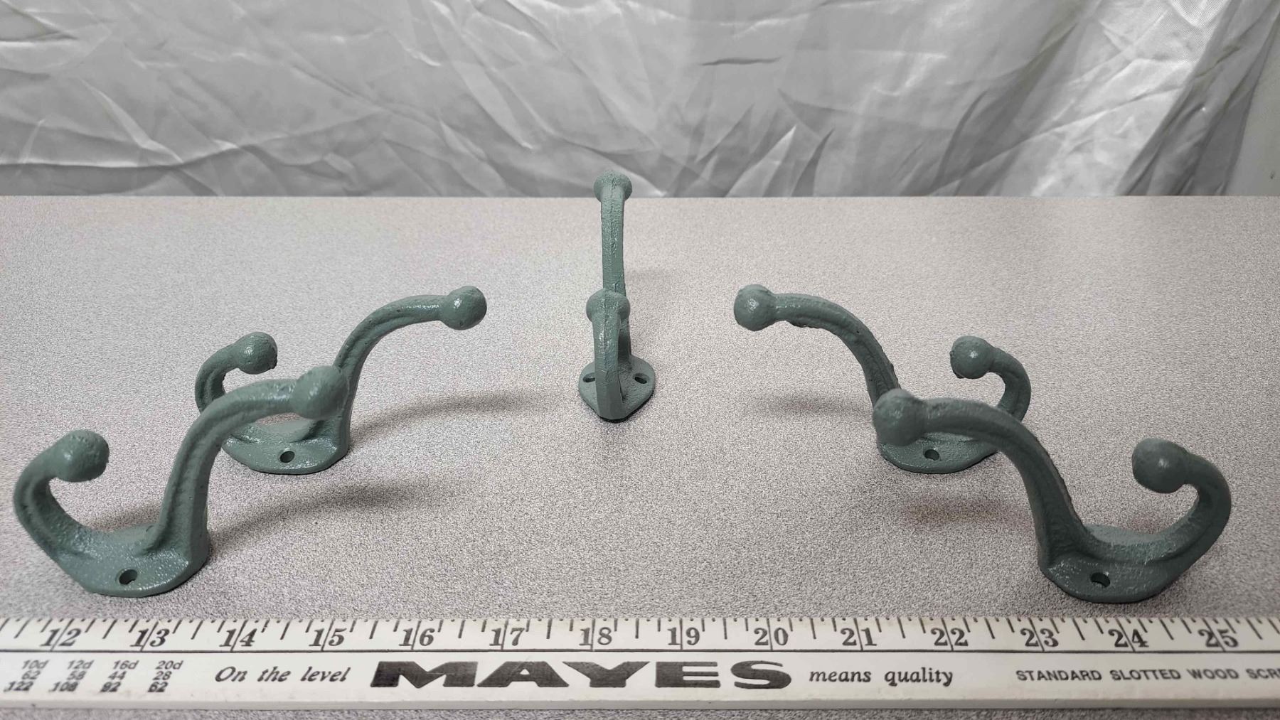 5 Teal Aprox 4 inch hooks iron