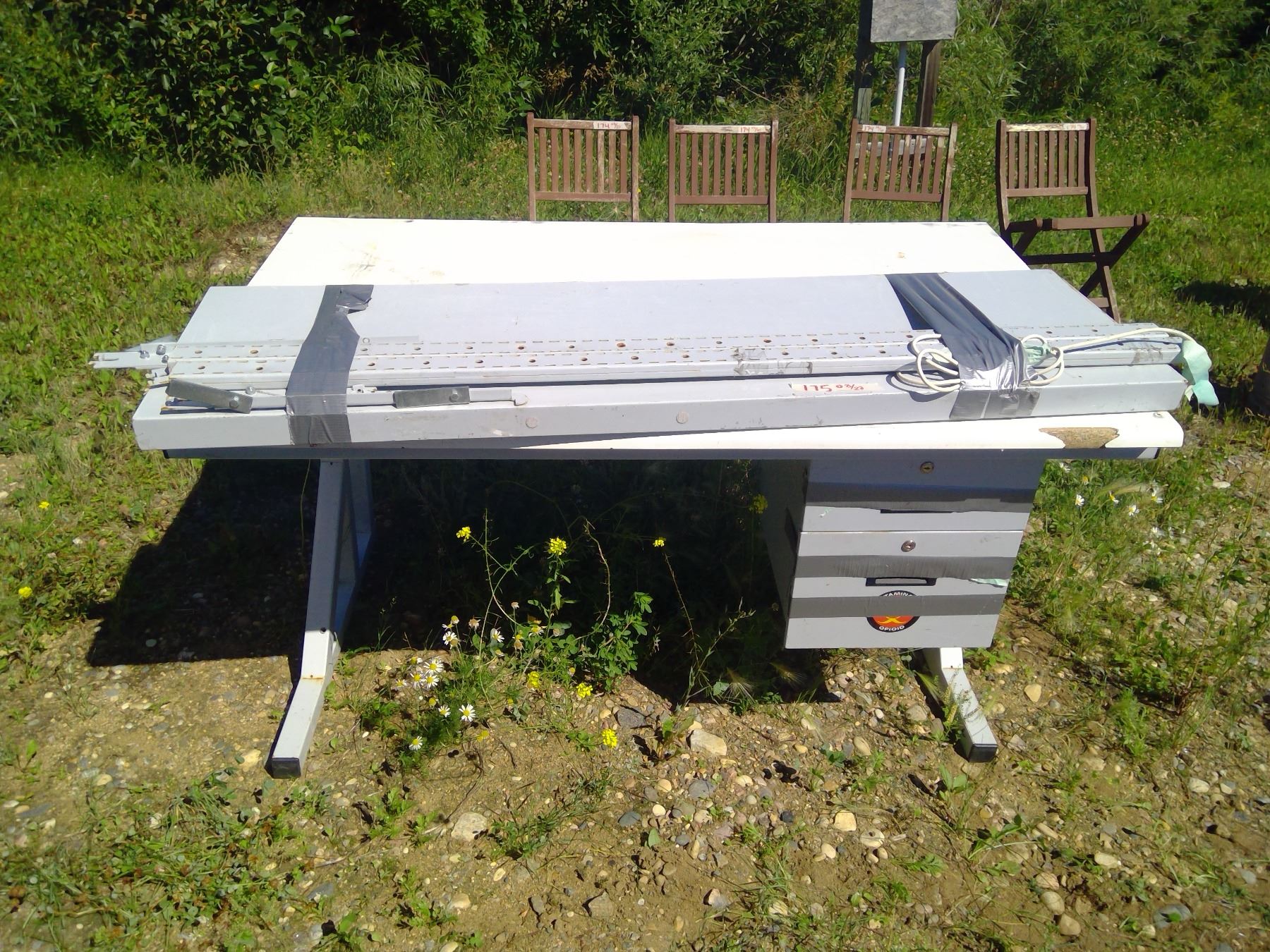 Large Steel Workbench with Overhead Light Fixture - 5' x 3'x 34"h