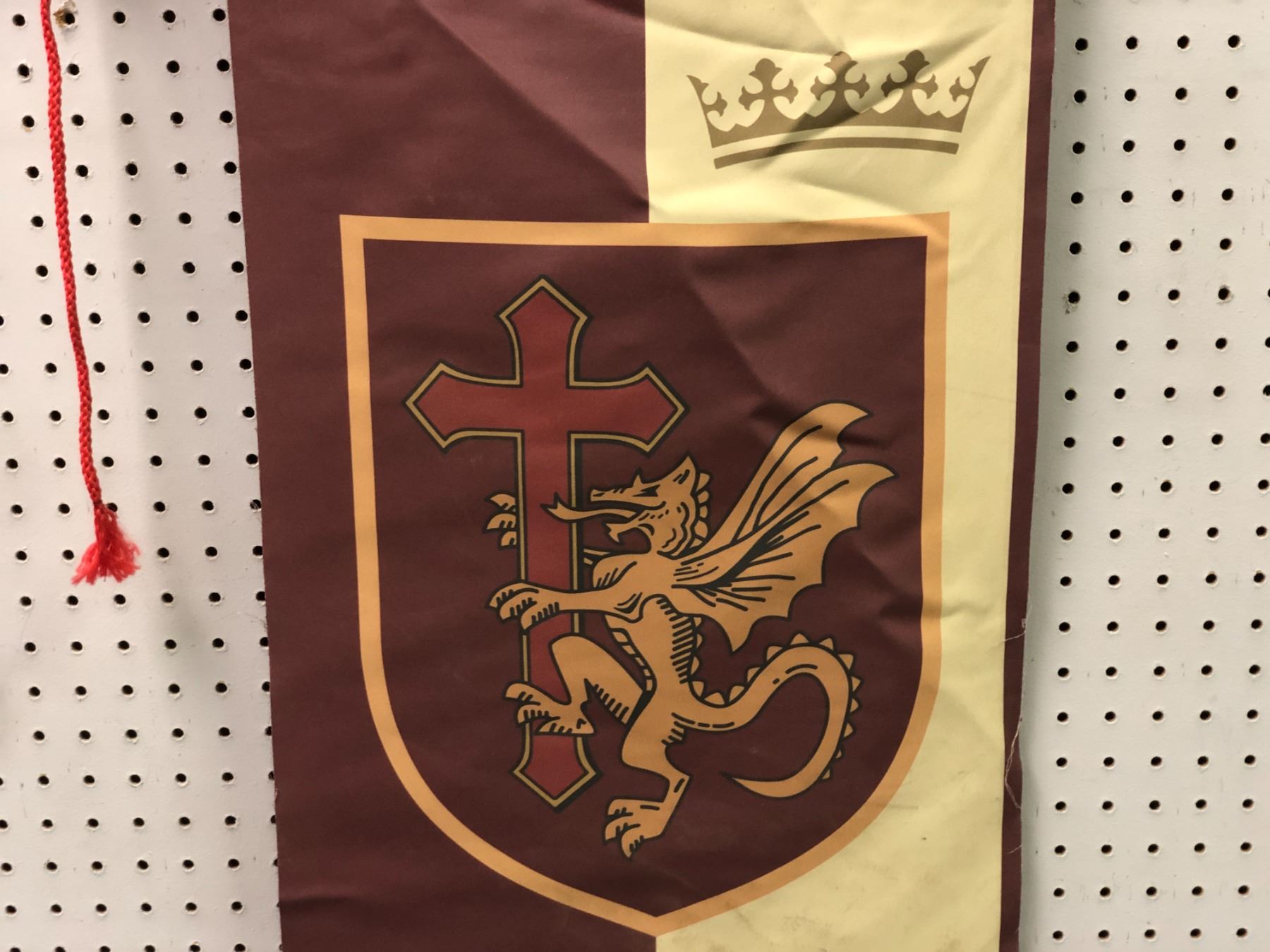 Medieval "King Arthur " flag displayed on 48" brass buisine (From the ...