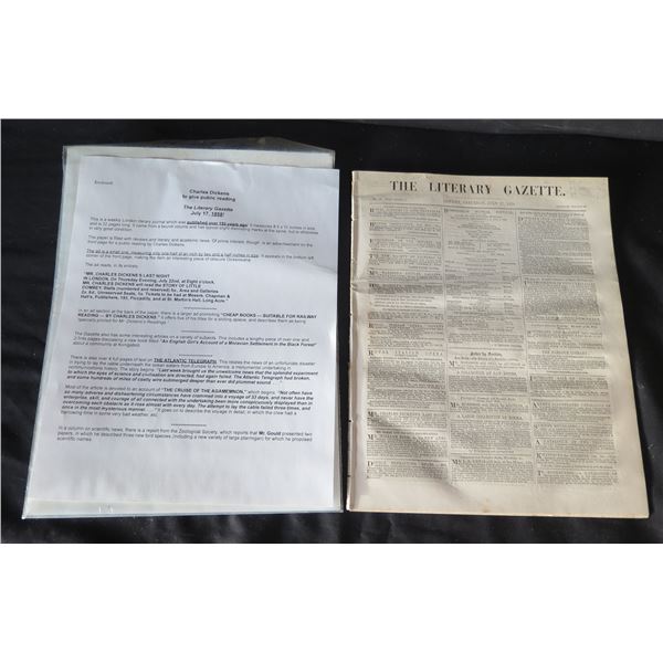 Literary Gazette July 17 1858 Newspaper And Charles Dickens Announcement