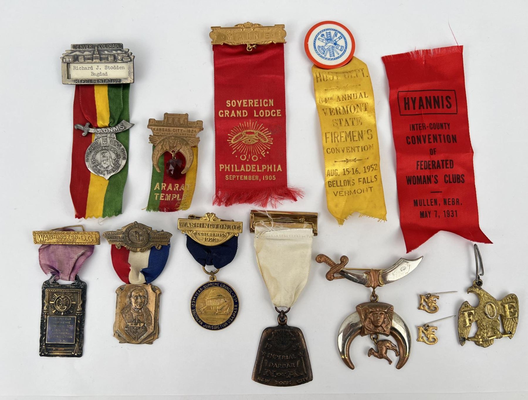 Shriners Political FOE Ribbons Badges