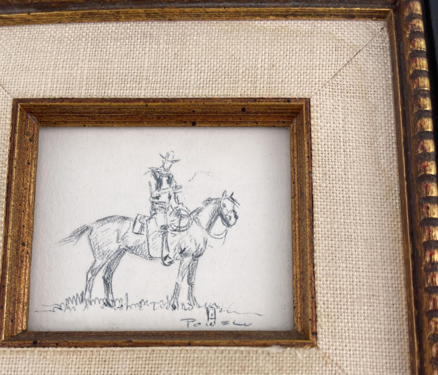 Ace Powell Montana Cowboy Pen and Ink