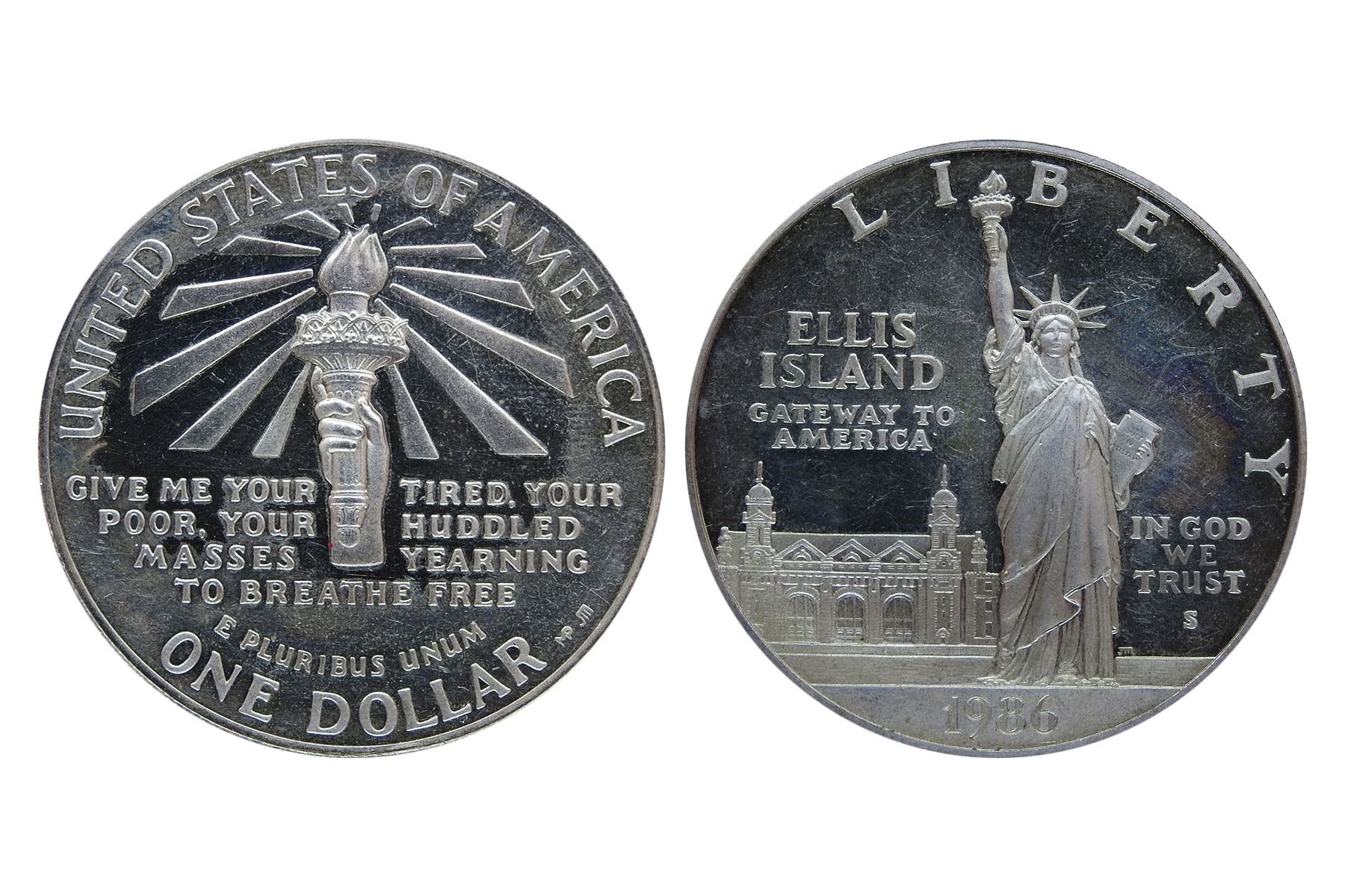 United States, Statue of Liberty on Ellis Island, Silver (.900), 1 ...