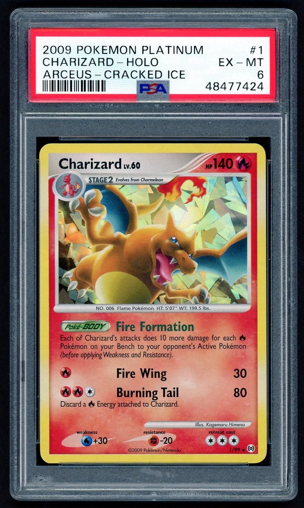 Pokemon: 2009 Platinum Charizard Holo - Arceus Cracked Ice (PSA 6)