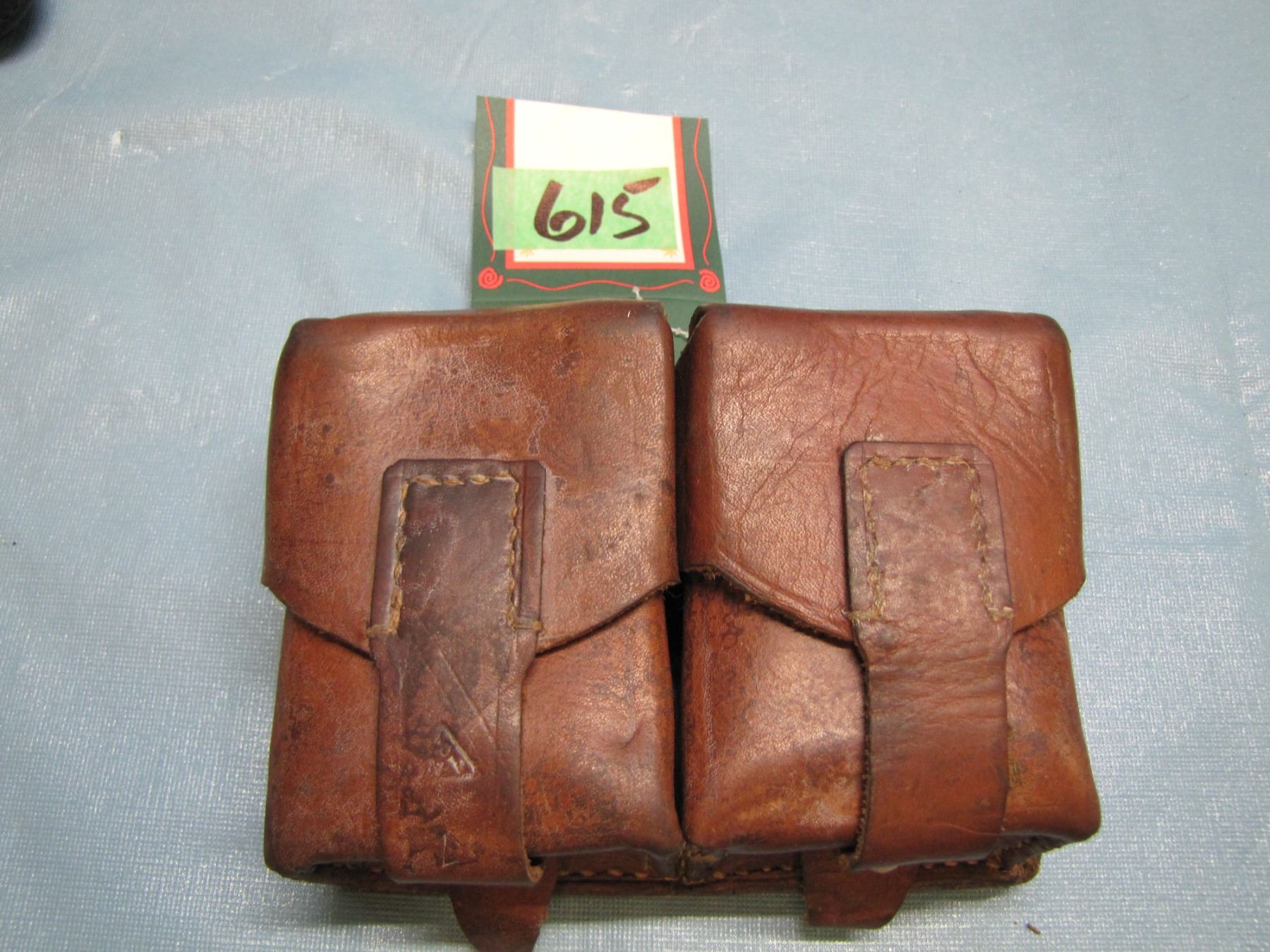 Two compartment ammo holding pouch WW1. - triangle marked stamped in ...