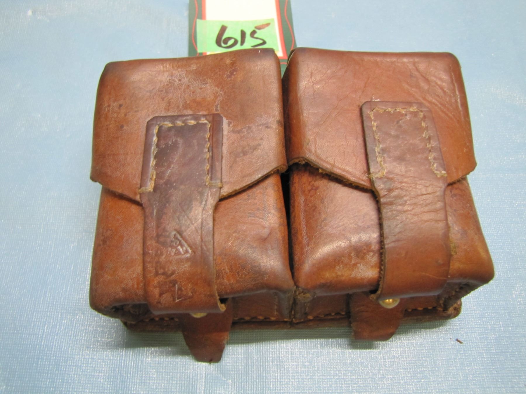 Two compartment ammo holding pouch WW1. - triangle marked stamped in ...