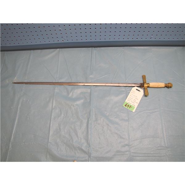 US militia N.C.O. sword circa 1840; Bone hilt; Brass quillion and ...