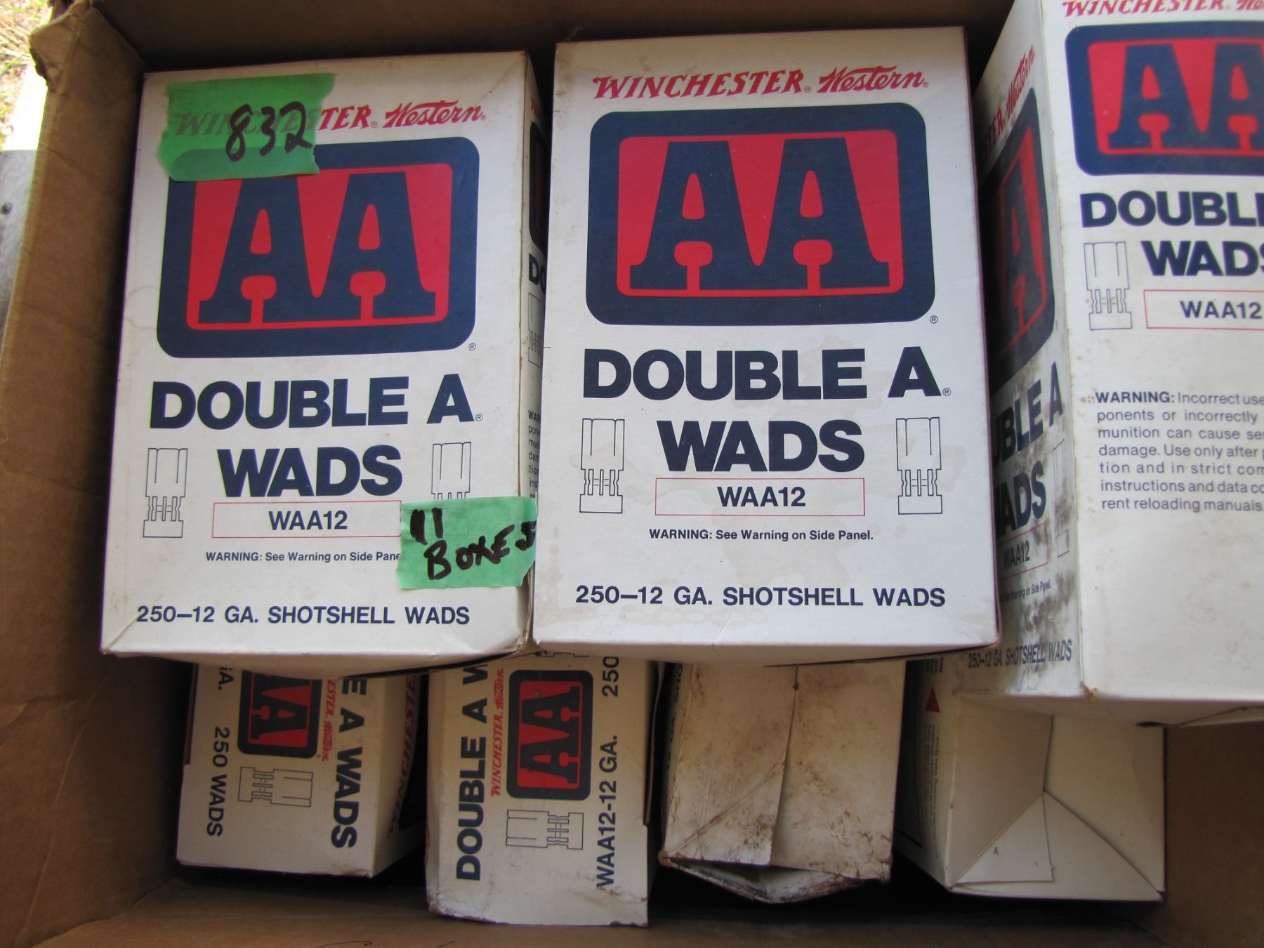 Lot of 11 boxes of 12 gauge shot shell wads