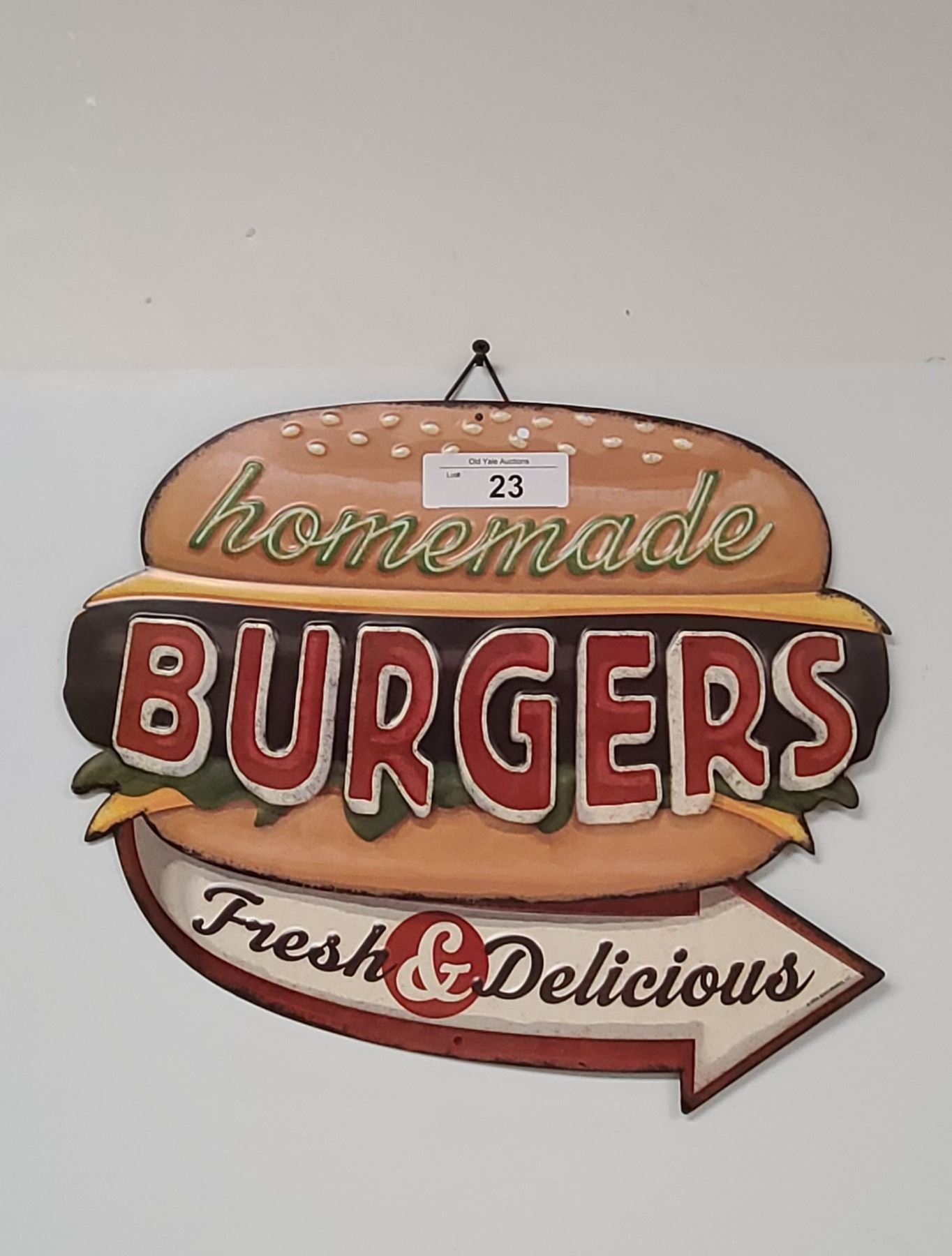 NEW EMBOSSED BURGERS METAL SIGN - REPRODUCTION