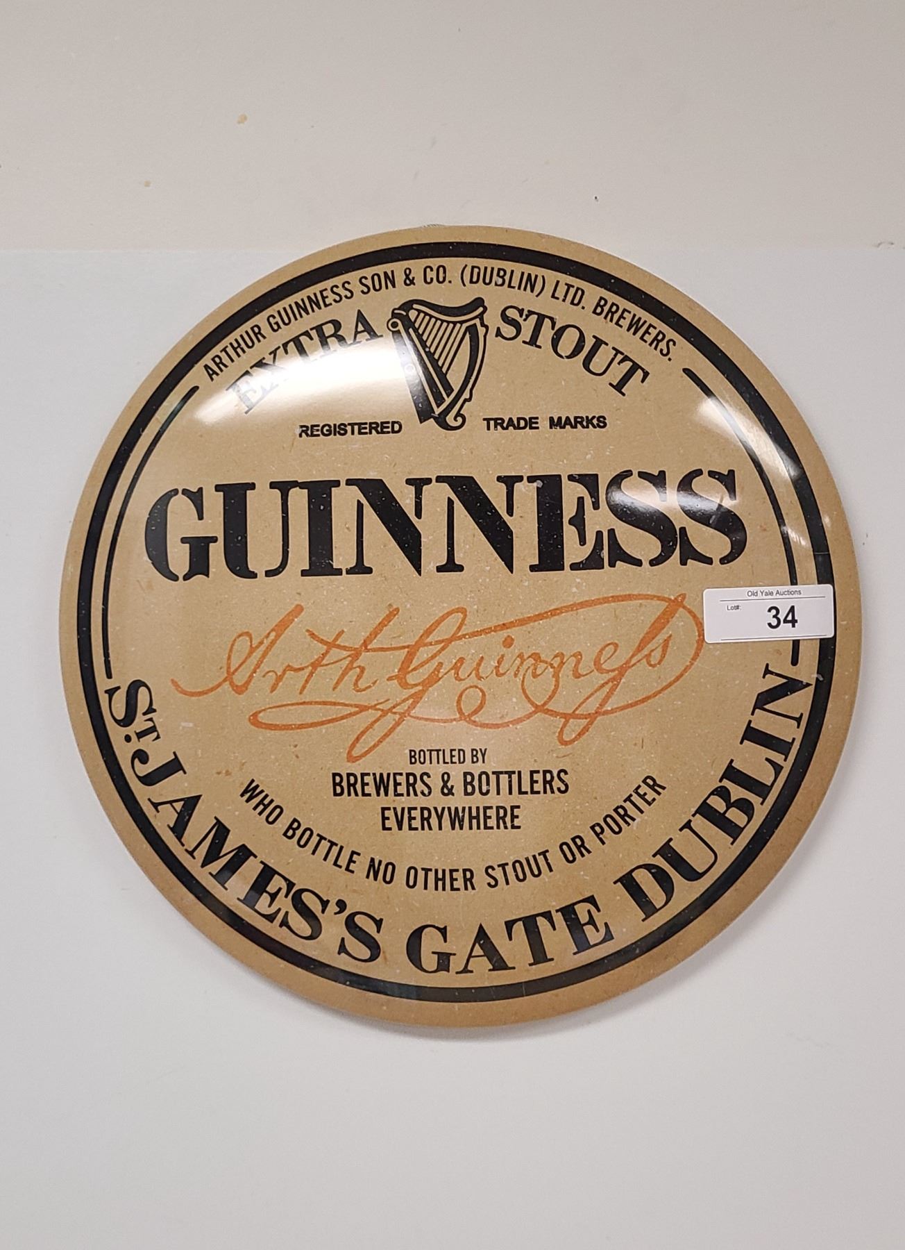 NEW GUINNESS BEER METAL DOME SIGN - REPRODUCTION