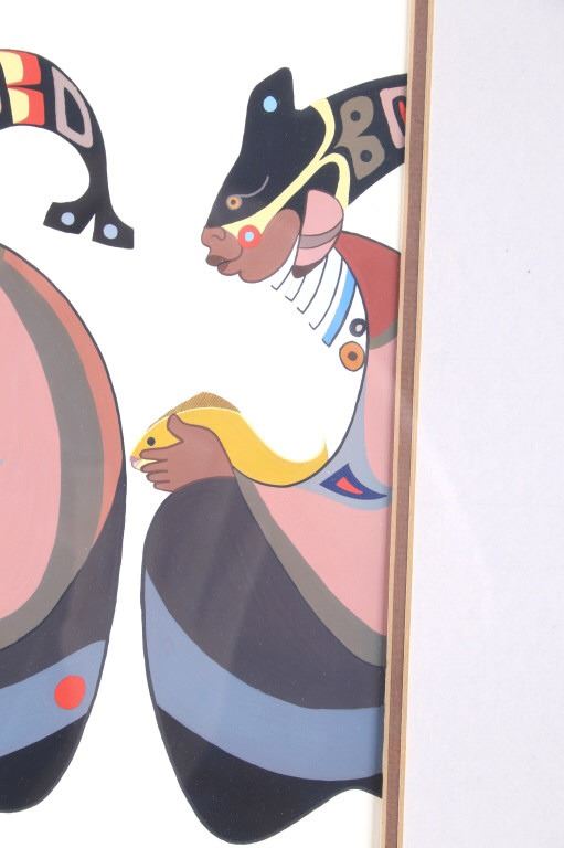 Benjamin Harjo Jr. "Ancient Hunters" Gouache 1989