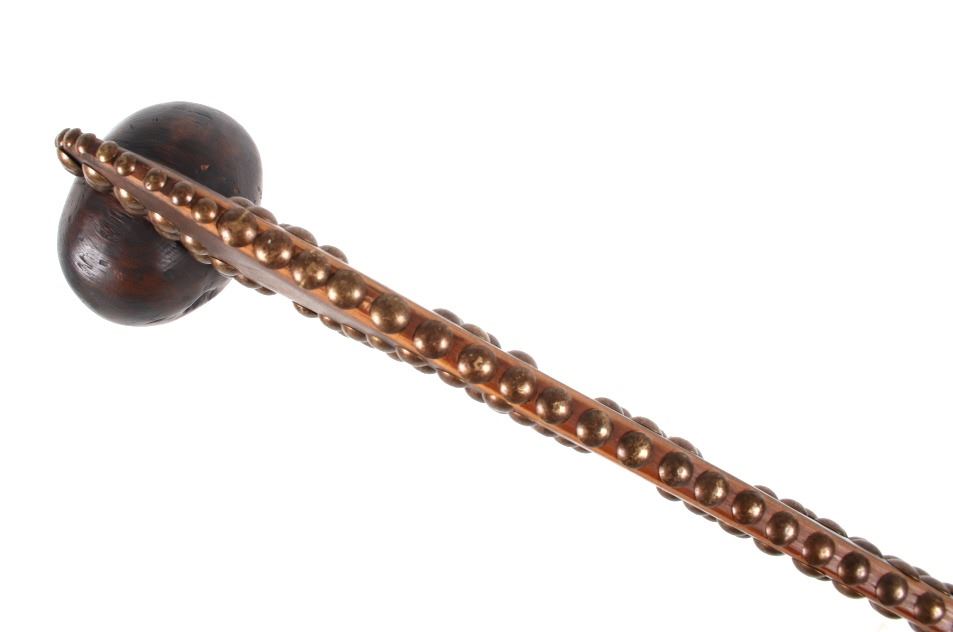 19th C. Sioux Tacked Spike Ball Head War Club