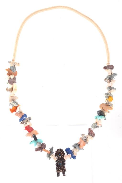 Eskimo Inuit Bear Fetish Multi Stone Necklace